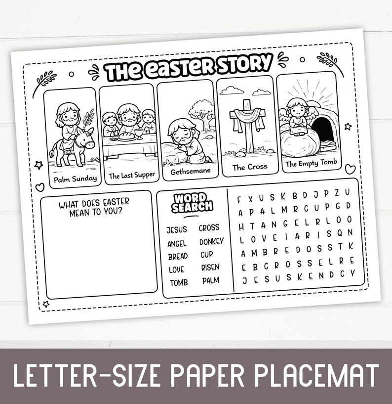 Easter Story Coloring Pages for Kids and Placemat Activity | Christian ...