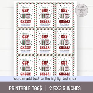 Printable Christmas Gift Tag. Have a Cup of Cheer. Teacher, Employee ...