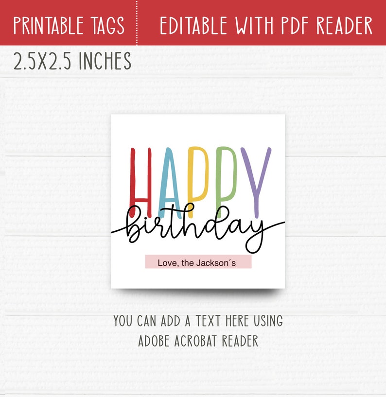 Printable Happy Birthday Tags. Instant Download. Summer - Etsy