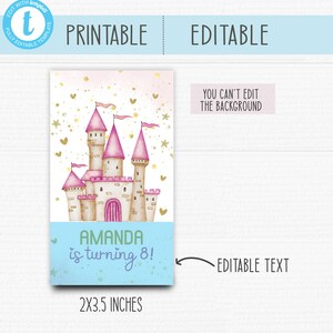 Printable Birthday Princess Tag. Favor Tags. She is Turning. Editable ...