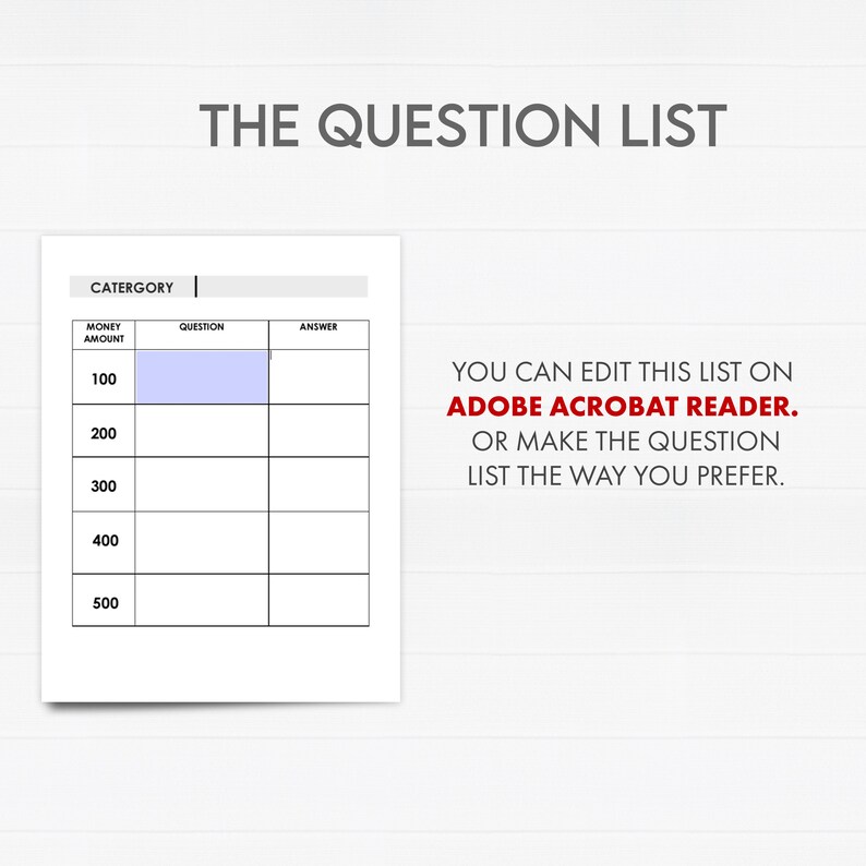 Printable Jeopardy. Fully Editable. Minimalist 24x36 - Etsy