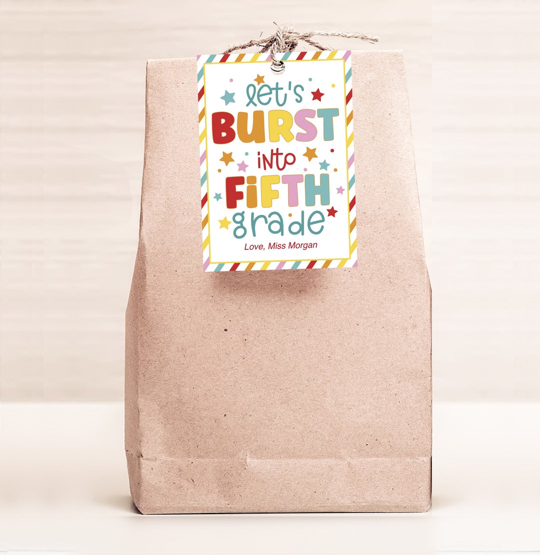 Printable Back to School Star Burst Tag. Editable Tag. Fifth Grade ...