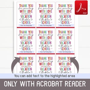 3 Printable VBS Thank You Tags for Teachers and Volunteers. Vacation ...