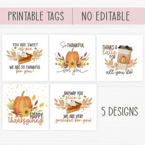 Printable Thanksgiving Tags. Five Different Designs. Pumpkin Pie ...