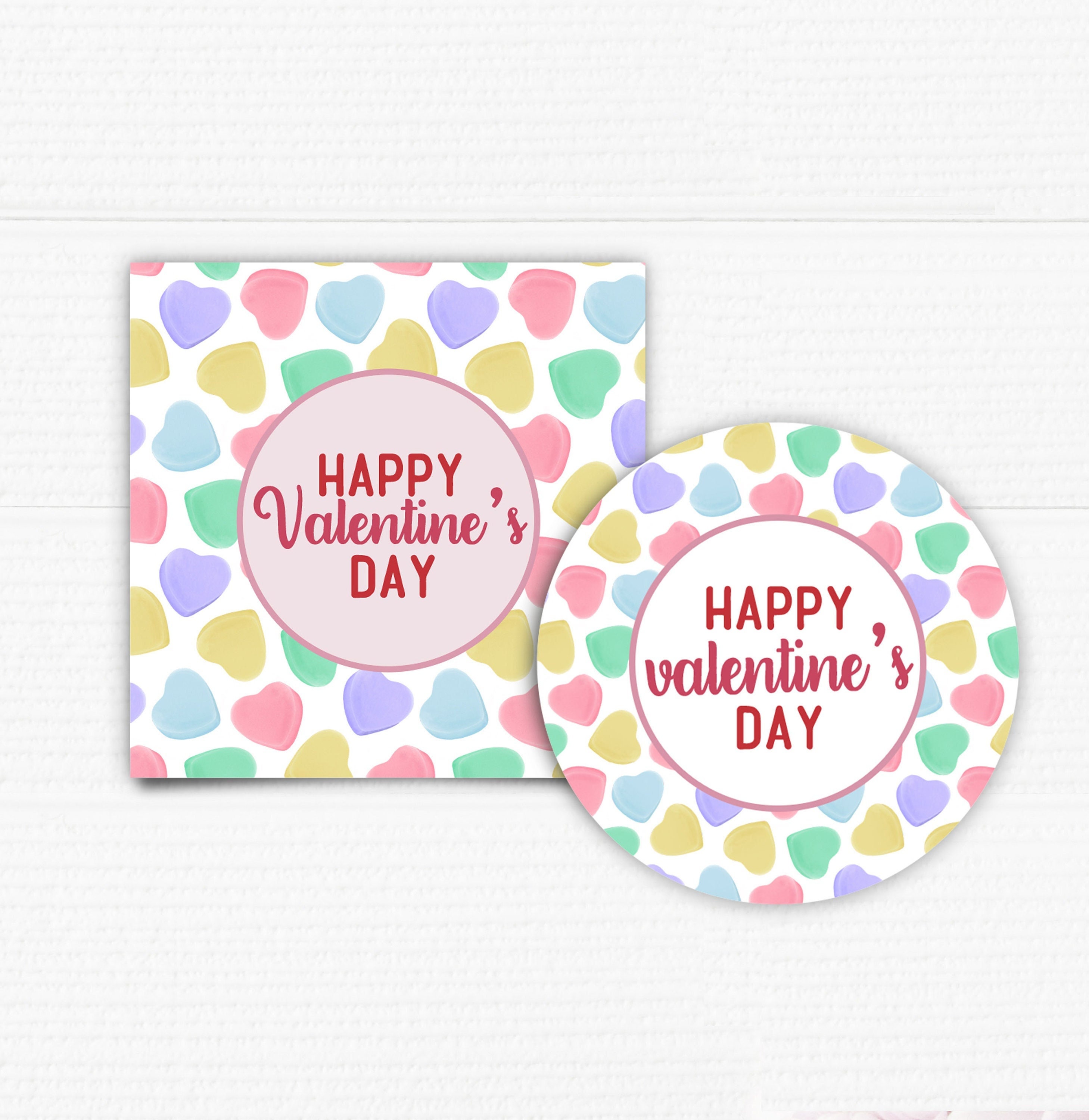 Printable Happy Valentines Day. Candy Hearts. Favor Tags. Instant ...