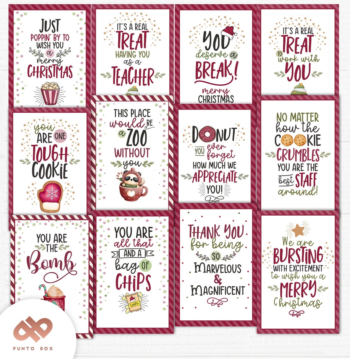 Christmas Printable Teachers Employee Treat Notes. Not - Etsy
