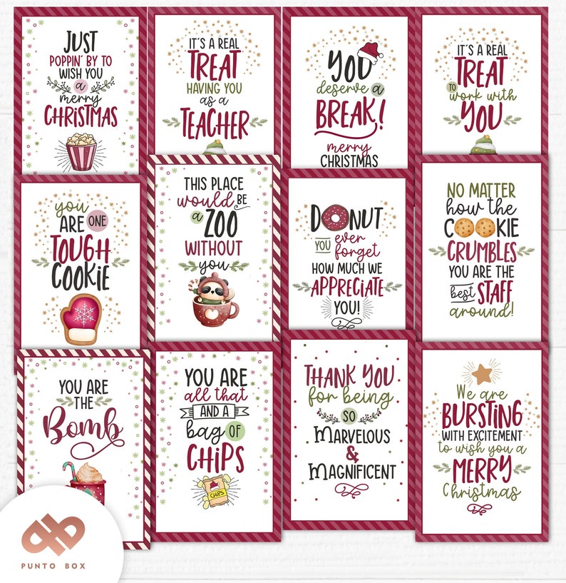 Christmas Printable Teachers Employee Treat Notes. Not - Etsy