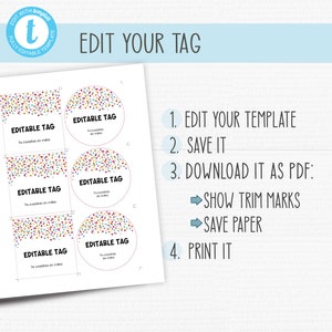 Editable Round and Square Tags Instant Download. Confetti Fully ...