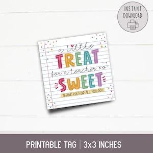 Teacher Appreciation Tag | "a Little Treat for a Teacher so Sweet ...
