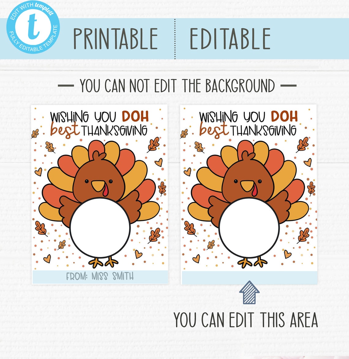 Play Doh Printable Cards. Thanksgiving Turkey. No Candy Favors ...