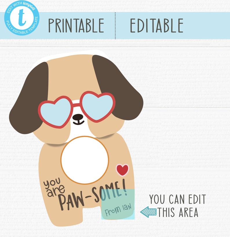 Play Doh Printable Cards. Classroom Valentines. You Are Paw Some. Kids ...