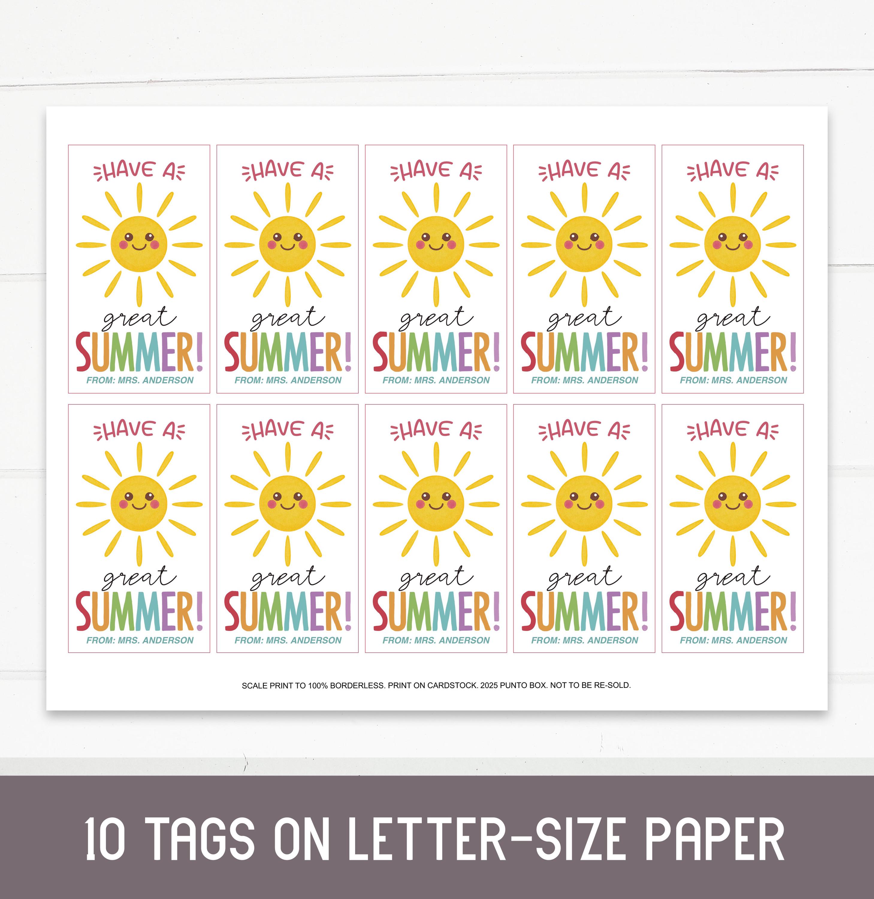 End of the Year Gift Tag Printable • Have a Great Summer Tag for ...
