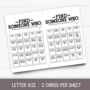 Printable Find Someone Who Bingo. Get to Know You. Two Sizes. Editable ...