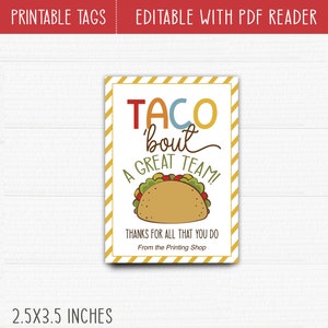 Employee Appreciation Favor Tag. Staff Appreciation. Taco Bout a Great ...