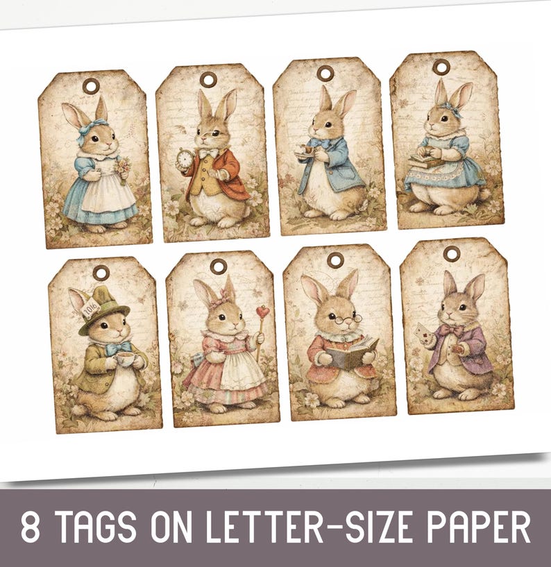 Vintage Rabbit Tags Printable – Ephemera – Junk Journal Tags ...