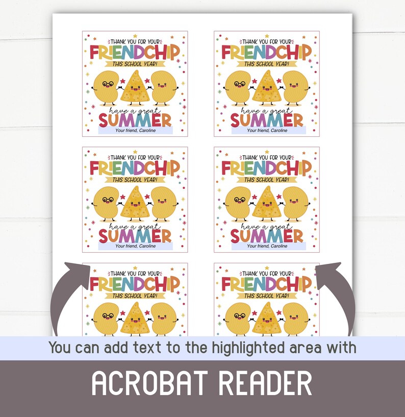 End of the Year Summer Gift Tag for Classmates – “thank You for Your ...
