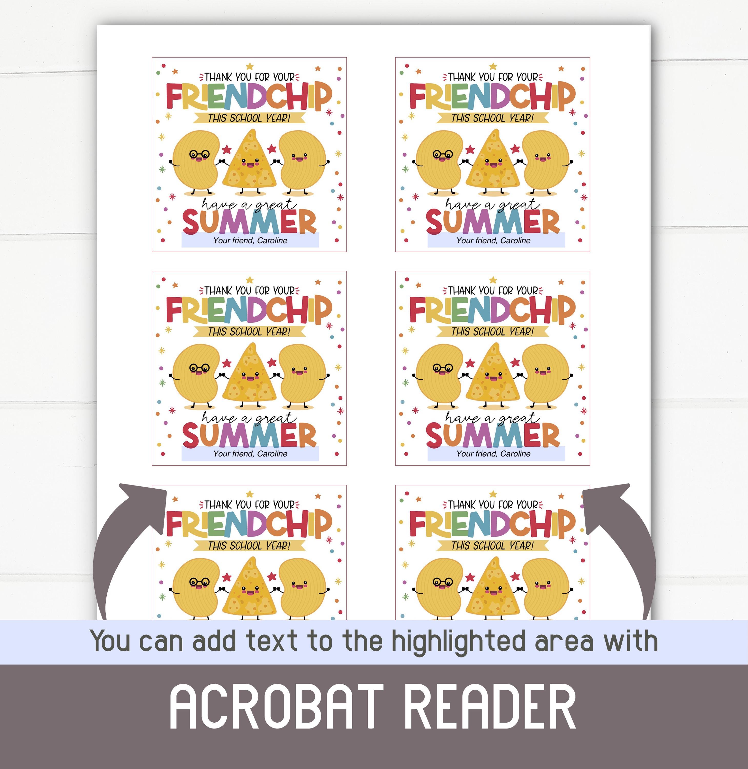 End of the Year Summer Gift Tag for Classmates – “thank You for Your ...
