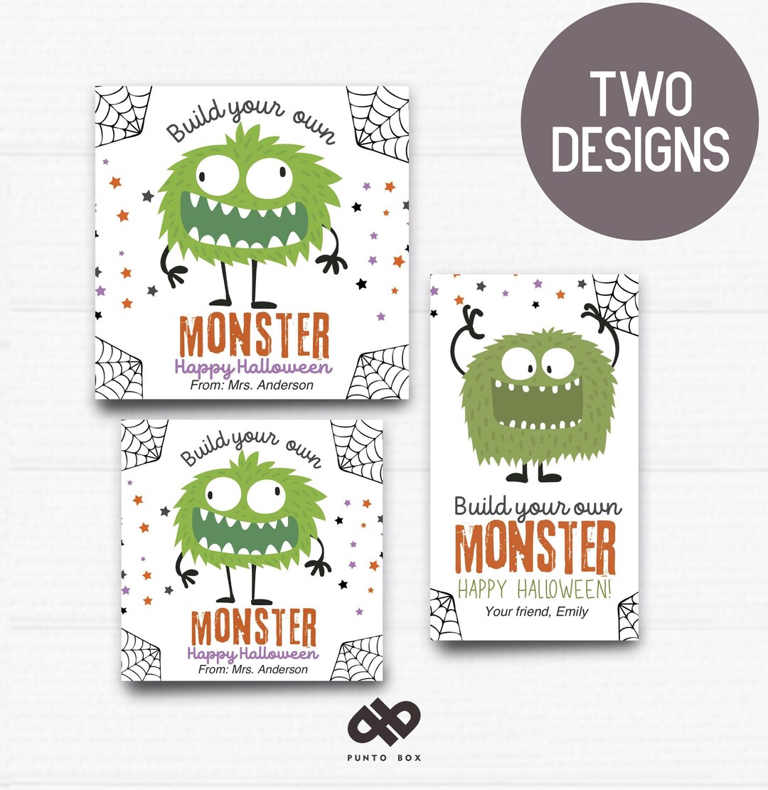 Build Your Own Monster Halloween Favor Tags Printable – Instant ...