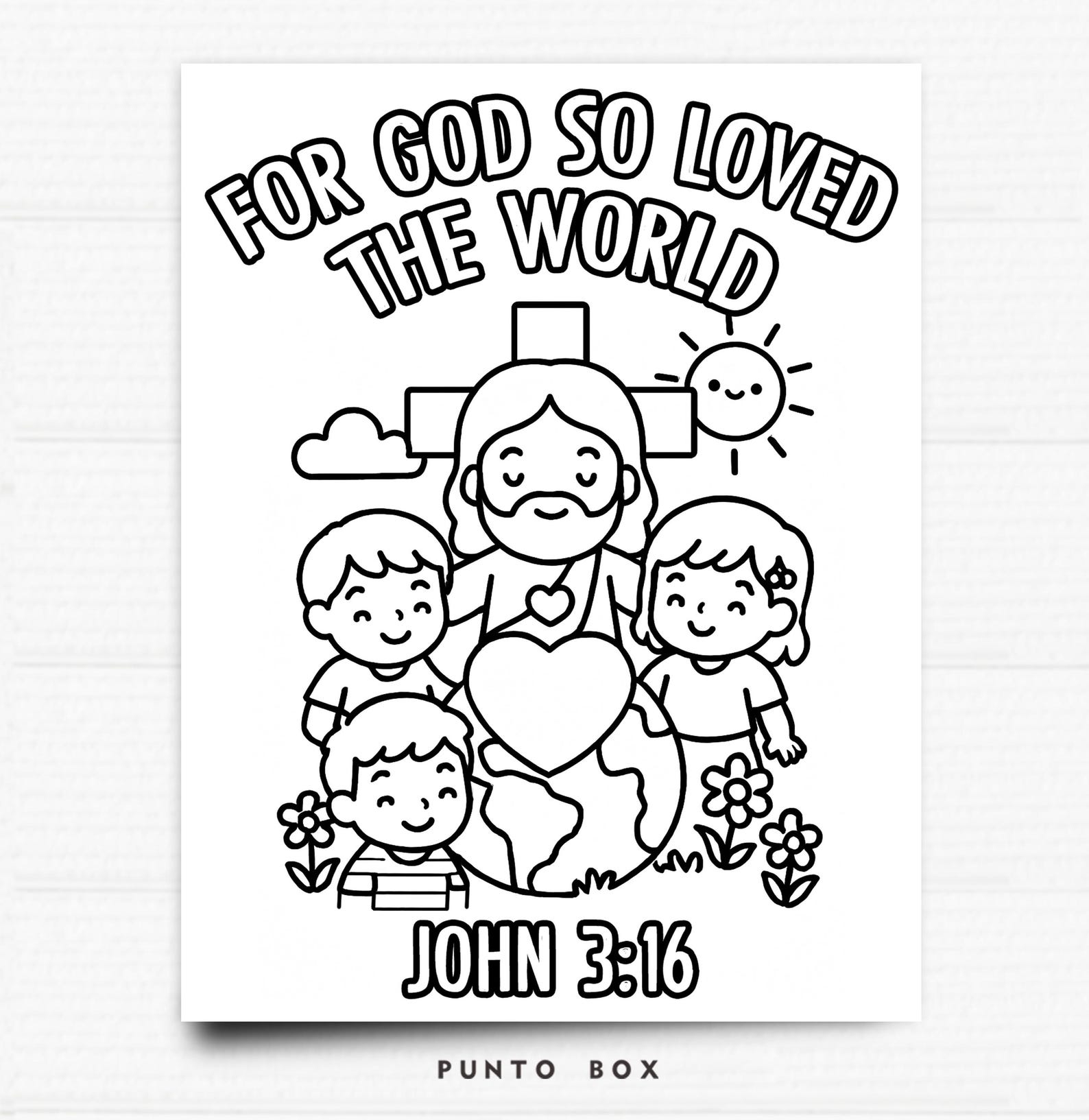 John 3:16 Coloring Page for Kids - Christian Bible Verse Printable ...