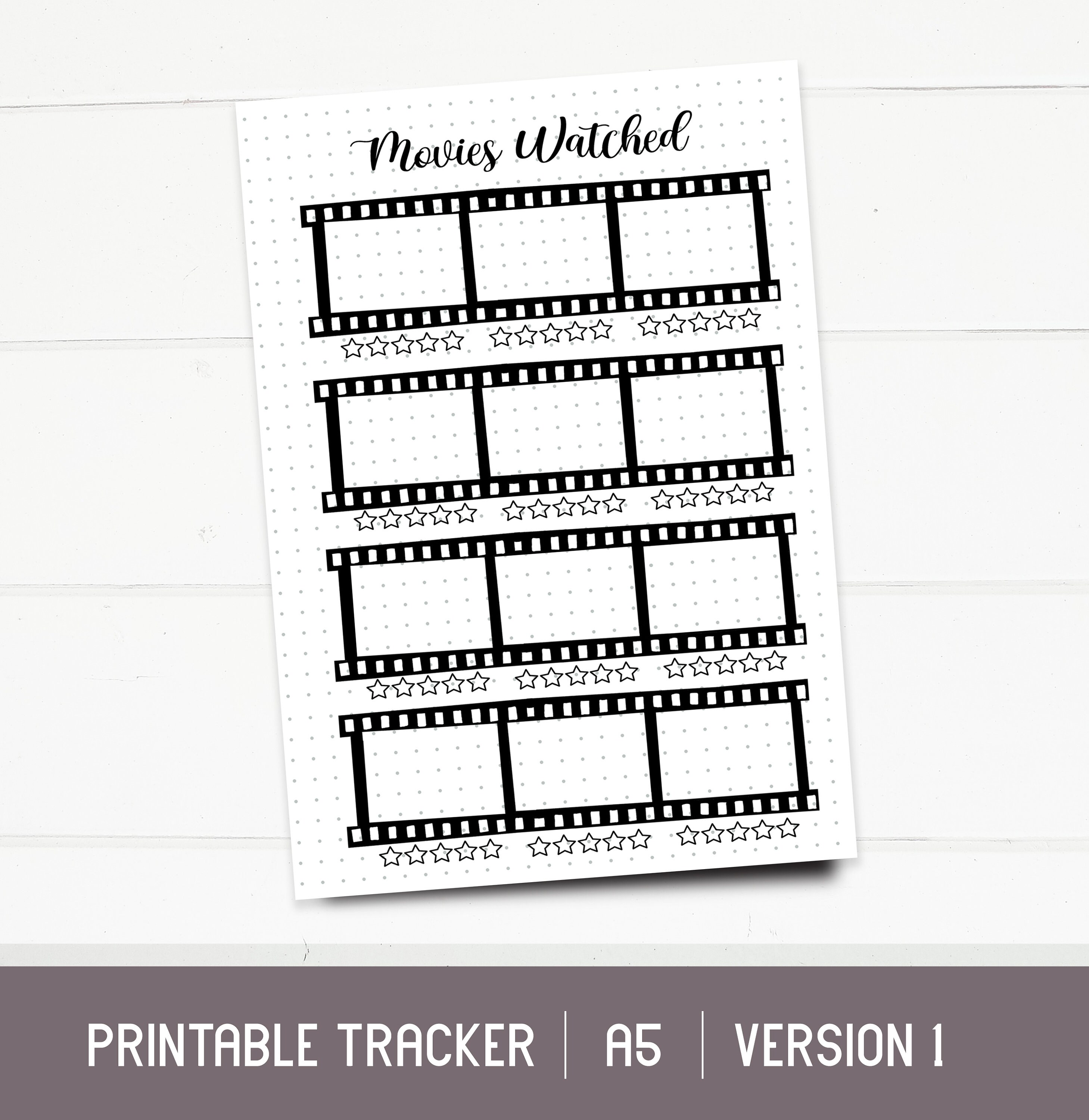 Printable Movie Tracker. Movies to Watch. A5 Bullet Journal Page. 2 ...