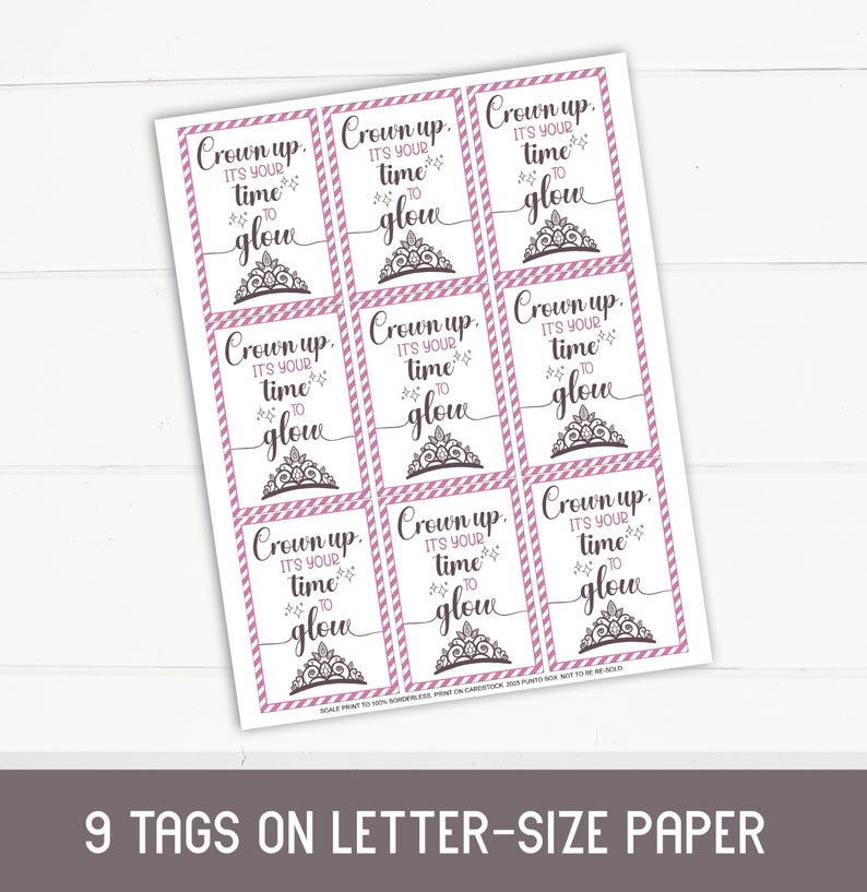 Crown Up, Shine Bright – Printable Pageant Good Luck Tag | Instant ...