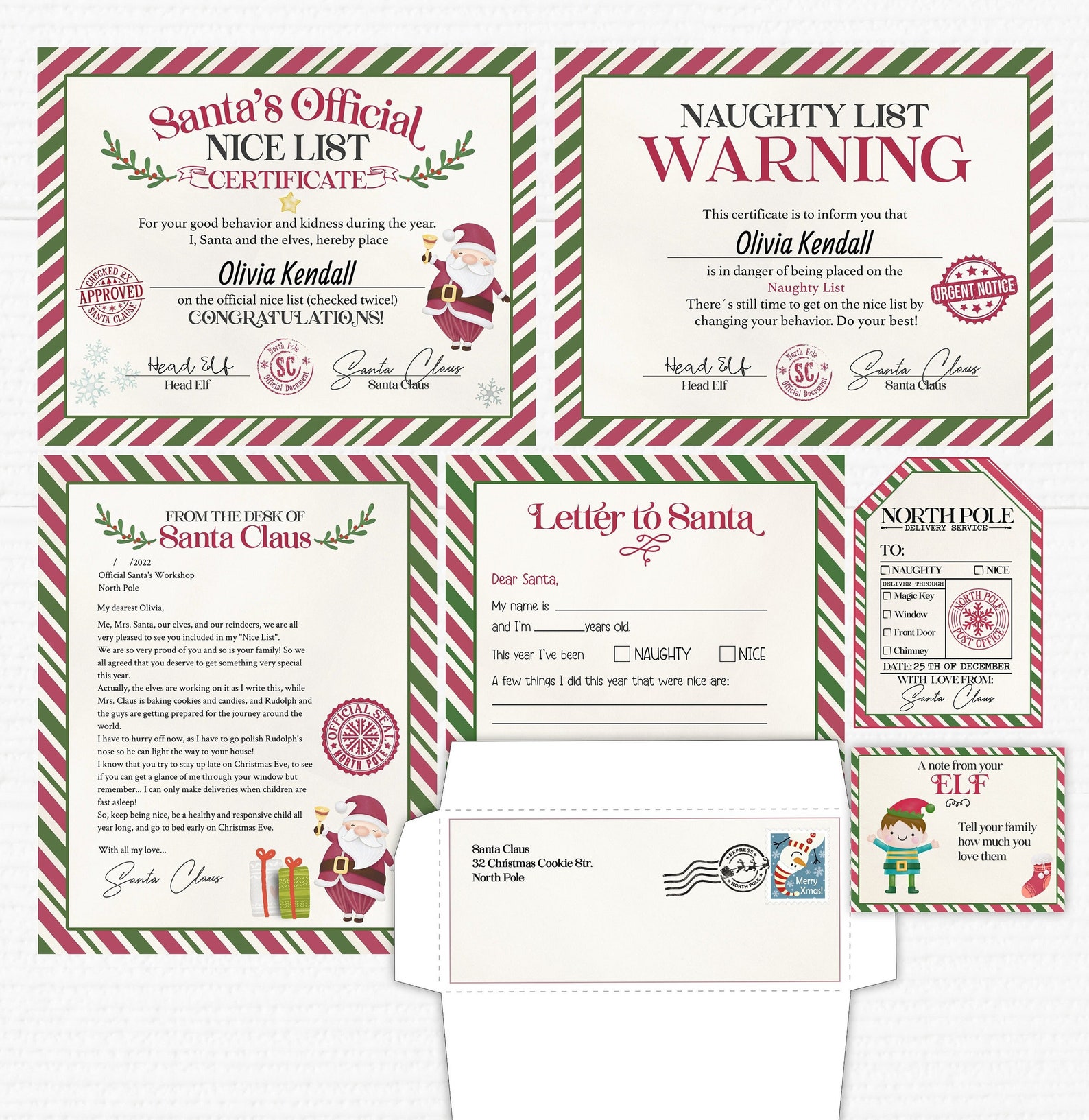 Printable Editable Santa Letter. Nice List and Warning - Etsy