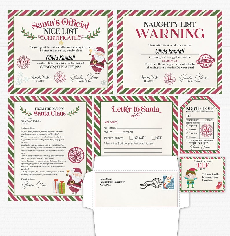 Printable Editable Santa Letter. Nice List and Warning - Etsy
