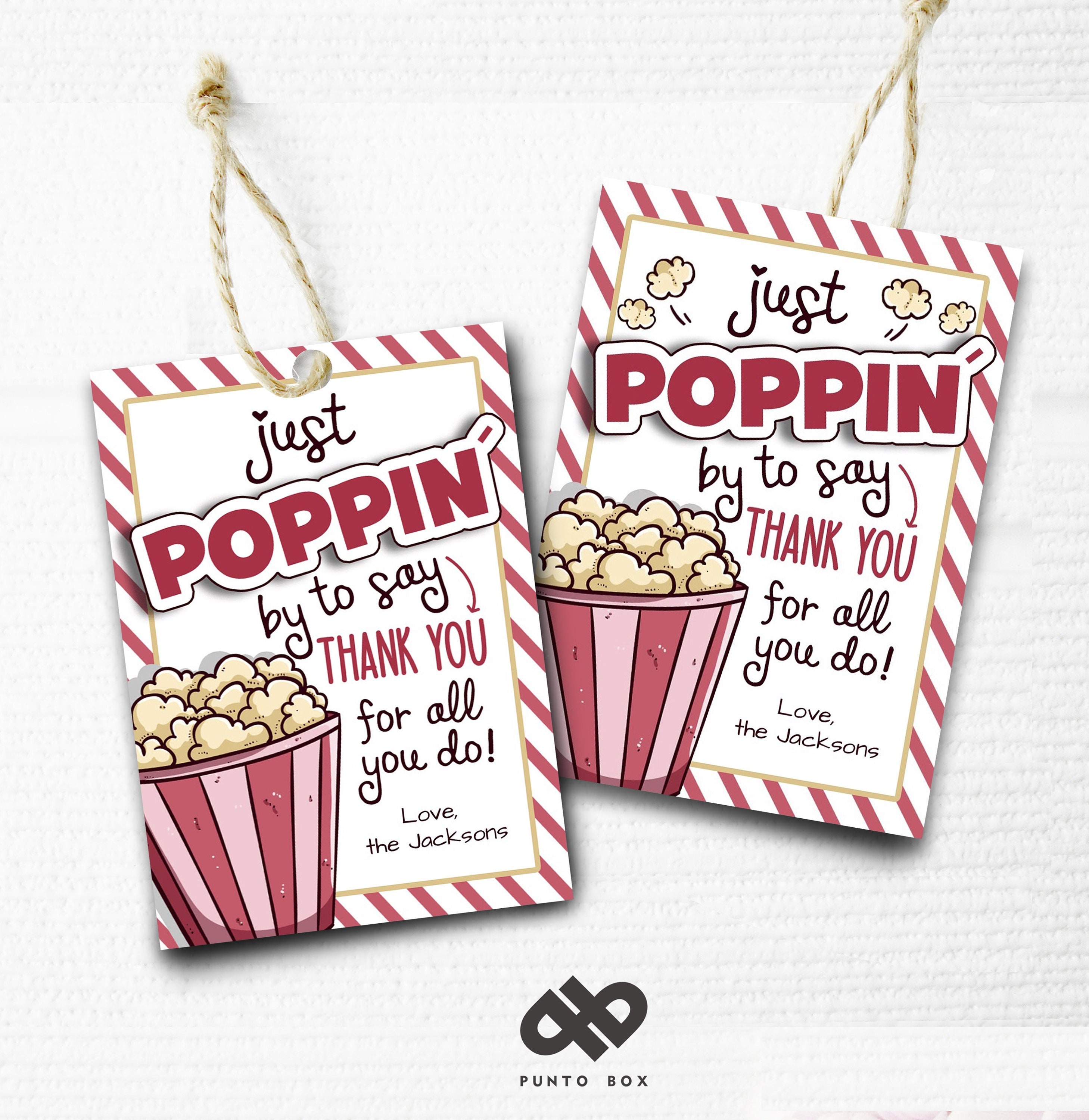 Teacher Appreciation Favor Tags. Printable Tag. Popcorn Favor. Just ...