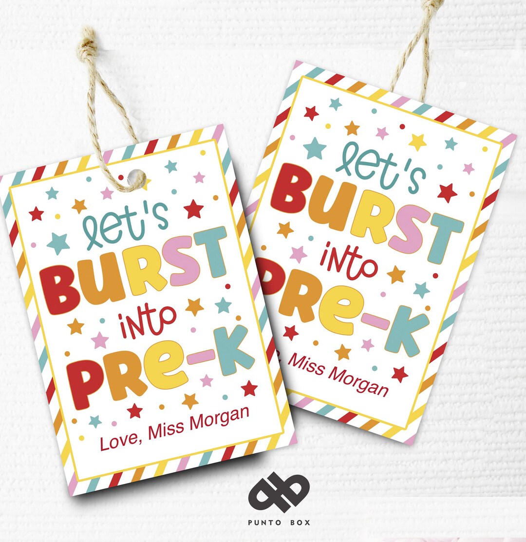 Printable Back to School Star Burst Tag. Editable Tag. Pre-k - Etsy