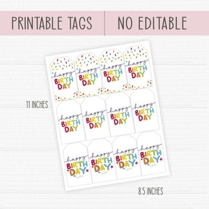 Printable Birthday Tags. Favor Tags. Not Editable. Three Different ...