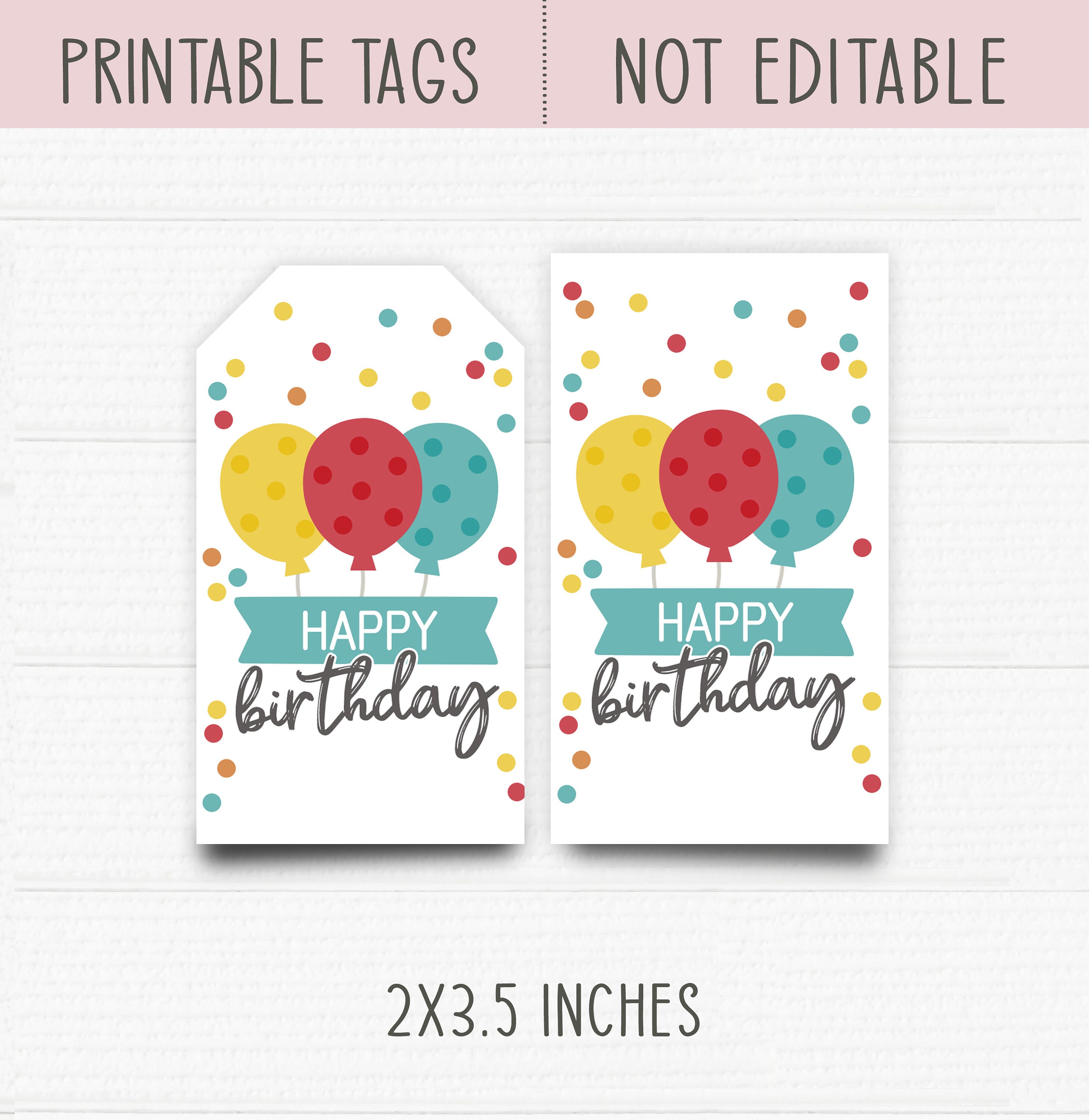 Printable Birthday Tag. Instant Download. Not Editable. - Etsy