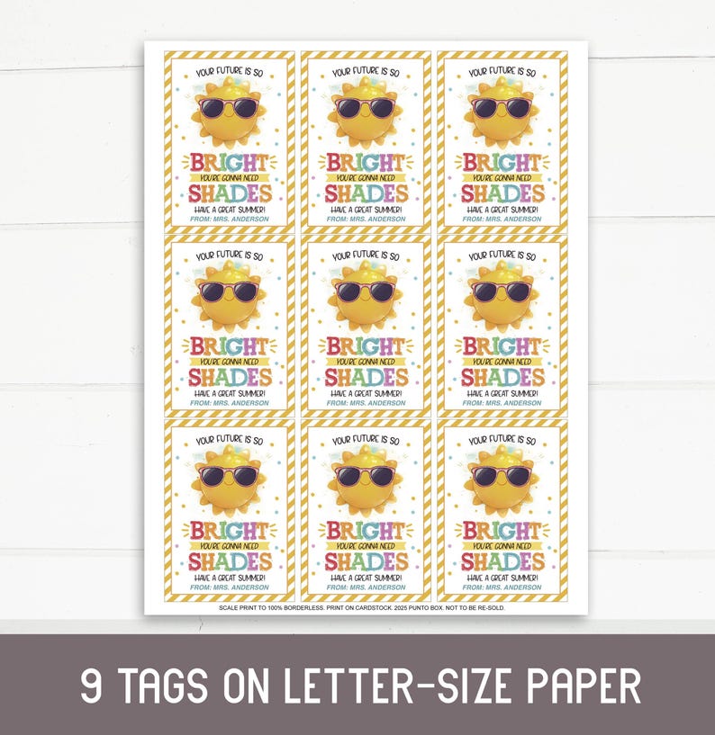 Printable End-of-year Tag – “our/your Future is so Bright” | Student ...