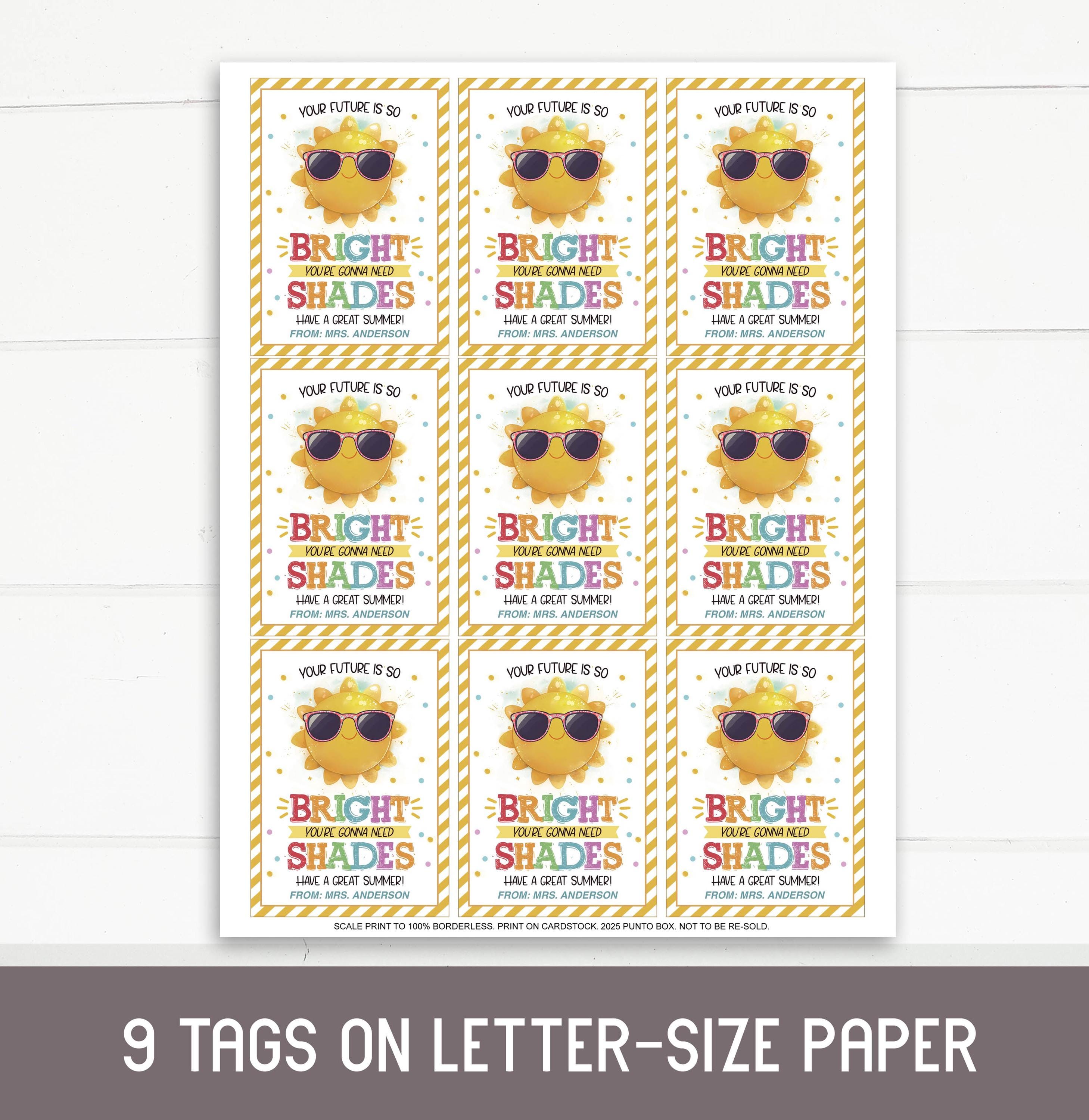 Printable End-of-year Tag – “our/your Future is so Bright” | Student ...