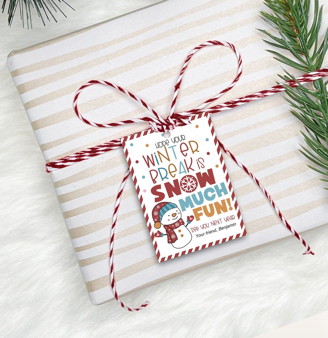 Printable Christmas Gift Tag. Hope Your Winter Break is Snow a Lot of ...