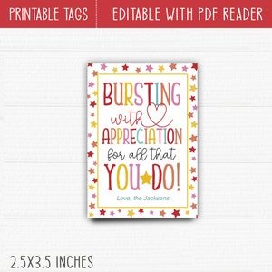 Printable Employee Food Gift Tags – 44 Appreciation Favor Tags for ...