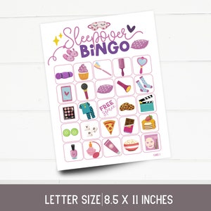 Printable Sleepover, Slumber Party Bingo. Tween Tenn Pajama Party. 30 ...