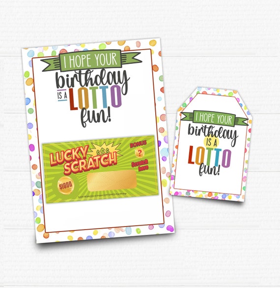 Printable Birthday Lottery Ticket Gift Card and Tag. Hope Your - Etsy