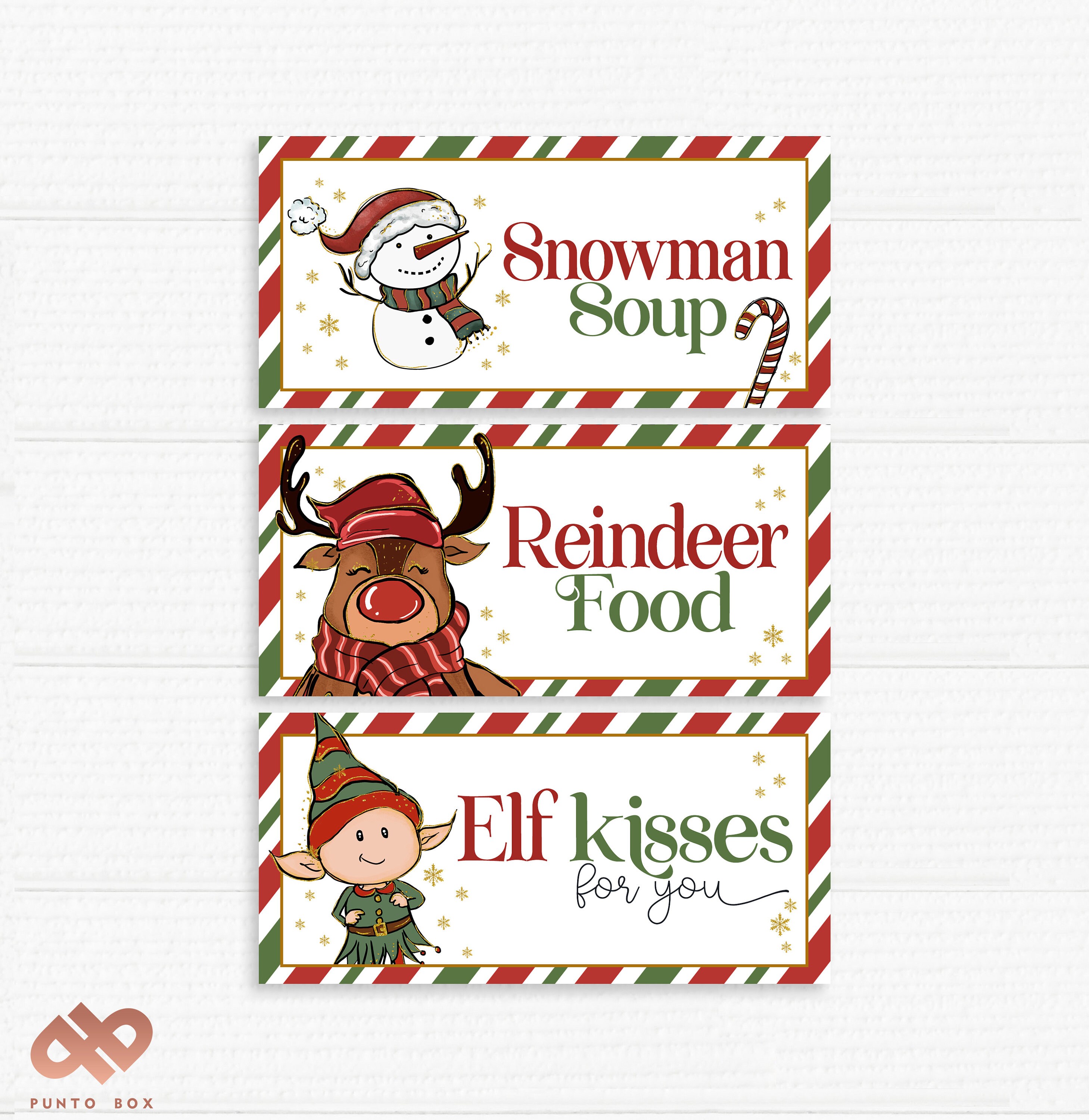 Christmas Printable Treat Bag Toppers. Elf Kisses. Reindeer Food ...