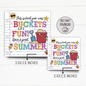 End of Year Gift Tag | Buckets of Fun Printable Tag | Summer Student ...