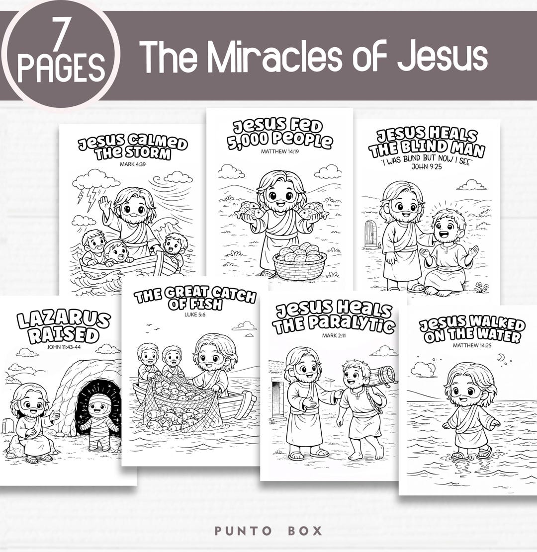 Miracles of Jesus Coloring Pages for Kids | Bible Story Printable ...