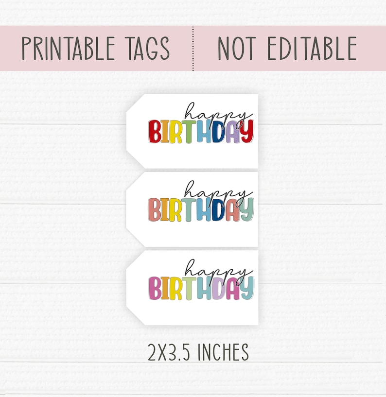 Printable Birthday Tags. Favor Tags. Three Different Designs, Three ...