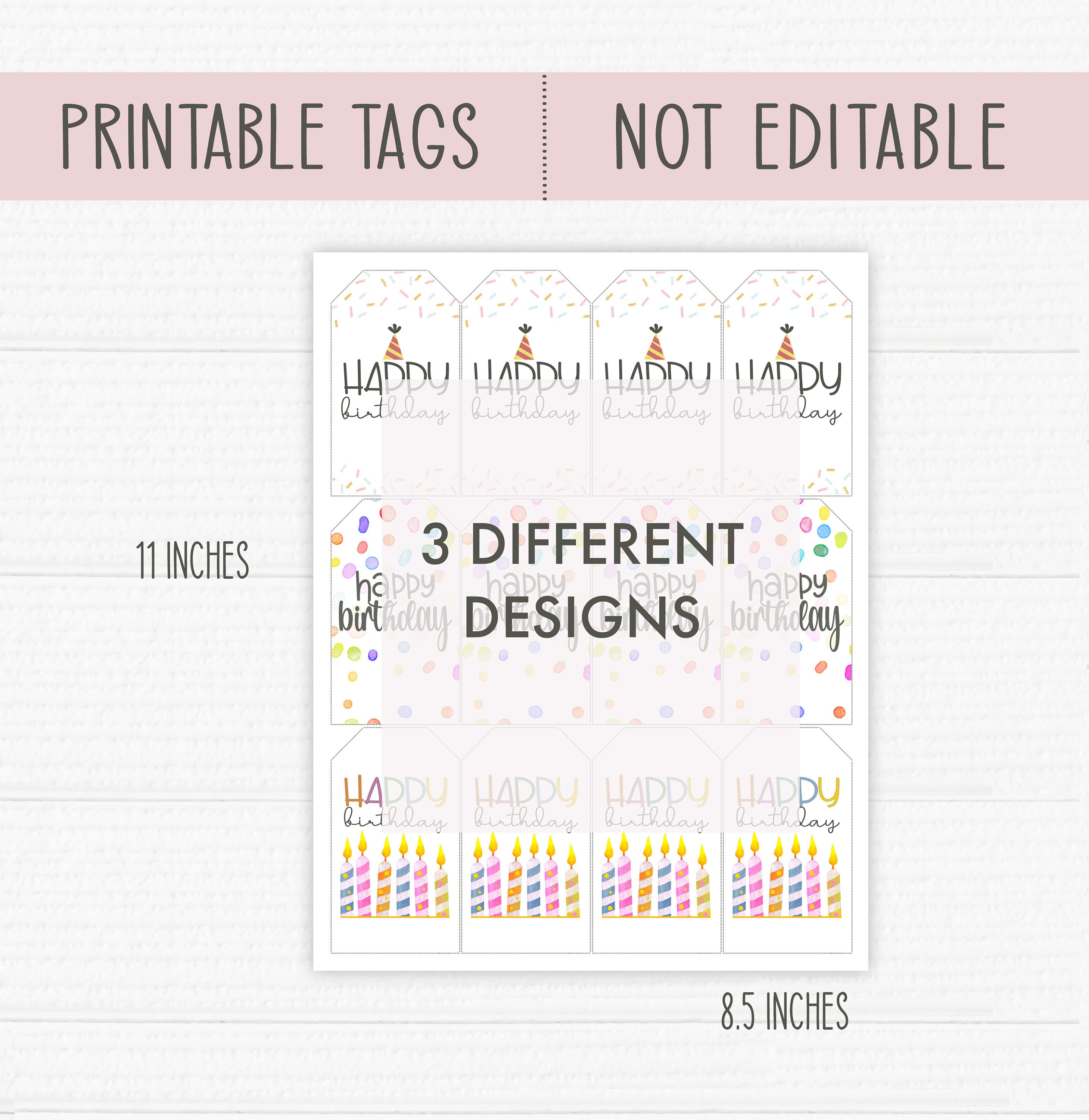 Printable Birthday Tags. Instant Download. Not Editable. Favor - Etsy