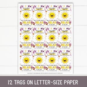 End of Year Teacher Gift Tag Printable • "relax in the Sun" Tag ...