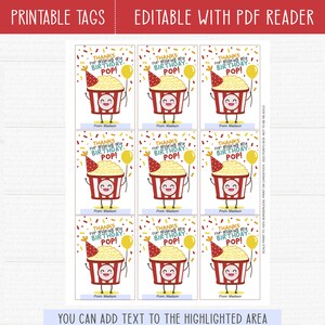 Printable Birthday Favor Tags. Popcorn Favor Tag. Classroom Snacks ...