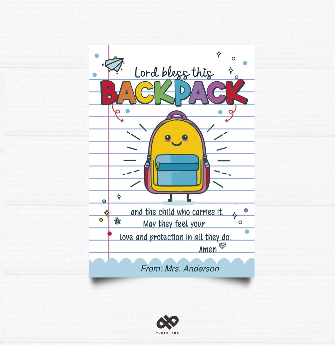 Printable Backpack Prayer Tag. Sunday School. Lord Bless This Backpack ...
