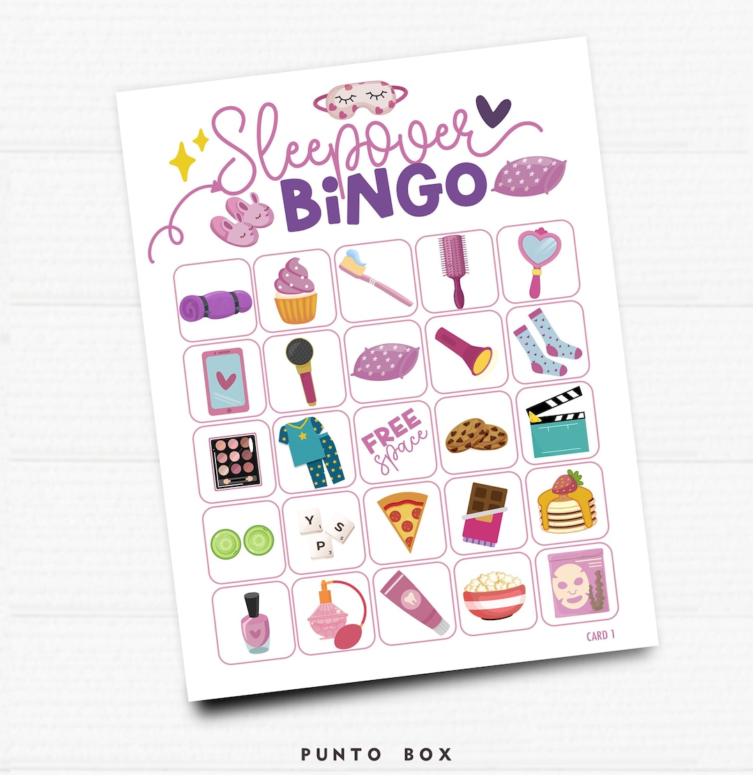 Printable Sleepover, Slumber Party Bingo. Tween Tenn Pajama Party. 30 ...