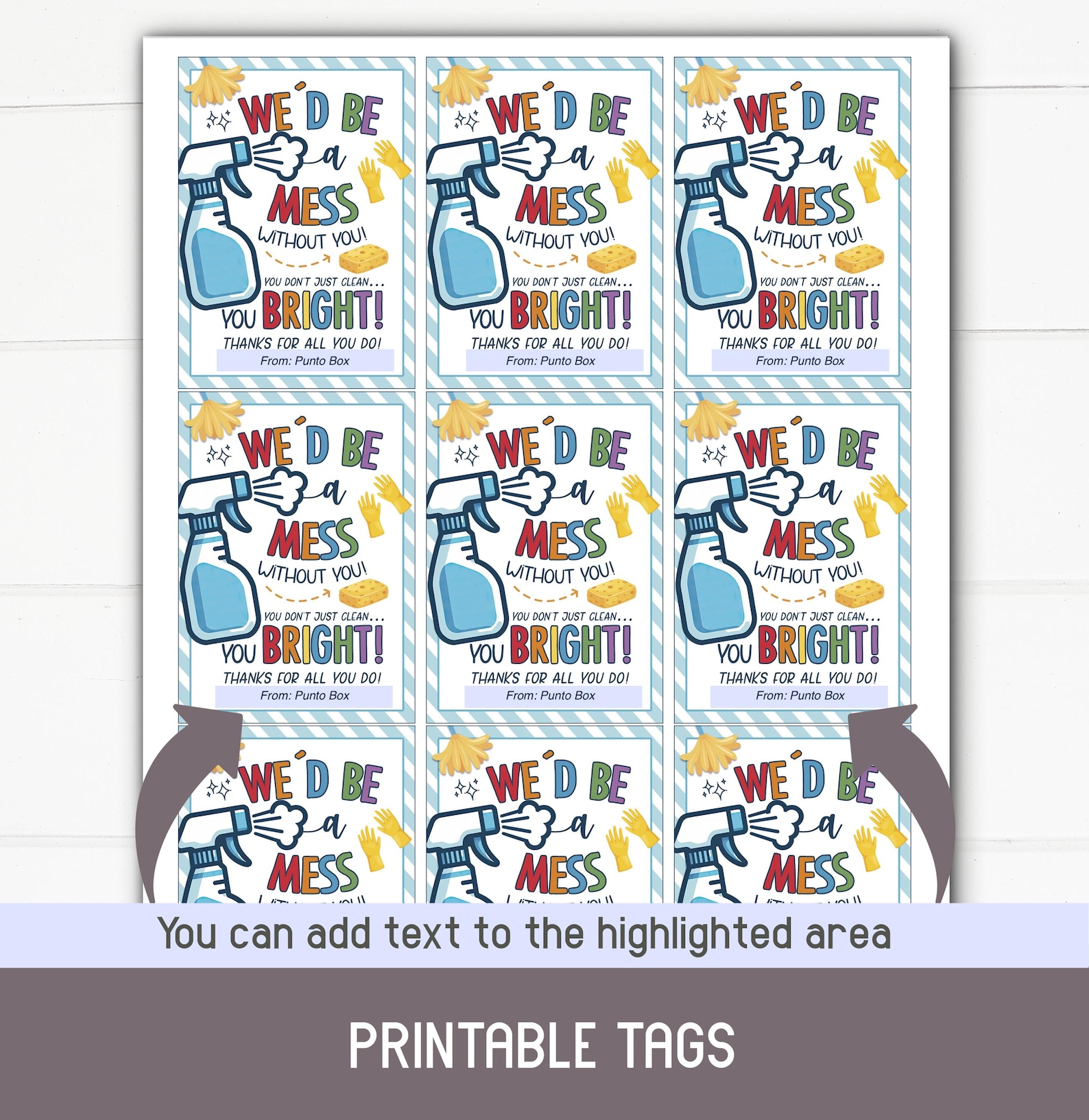 Custodian Appreciation Tag Printable – We’d Be a MESS Without You ...