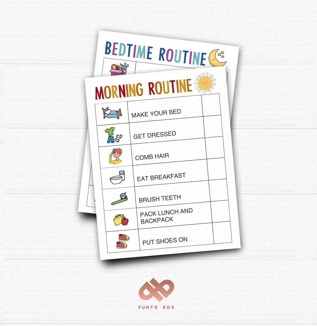 Kids Morning and Bedtime Routine Charts. Printable Checklist. Editable ...