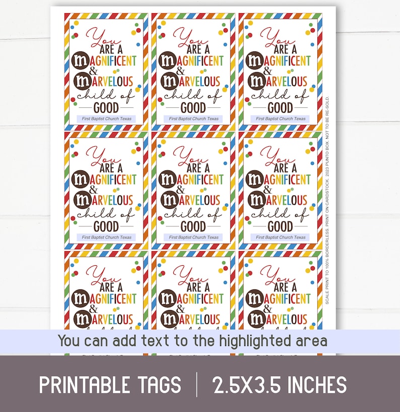 Printable M&M Child of God. Magnificent and Marvelous. Sunday School ...