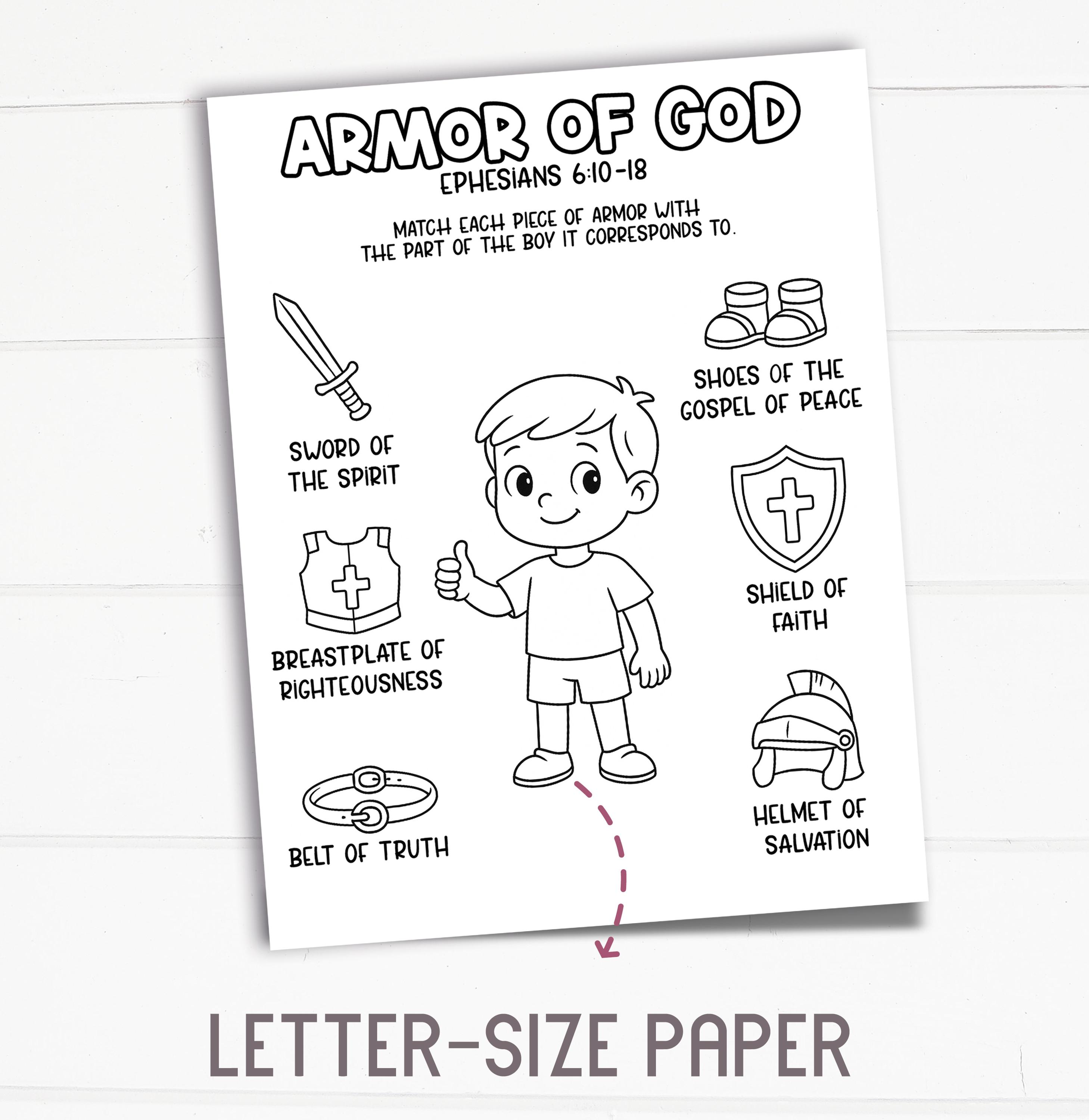 Armor of God Coloring Pages for Kids – Printable Bible Activity ...
